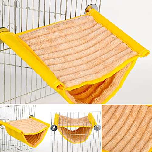 Pilarmuture Winter Warm Bird Nest Bed,Double Layer Playing Snuggle Pet Supplies Tent Toy Parakeet Budgies Winter Warm,for Parakeet Budgies Cockatiels Lovebird Cockatoo Finch Hamster(Yellow)