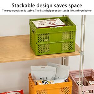 Grocery Basket Collapsible Crates for Storage, Instant Crate Collapsible Shopping Basket Milk Crate Storage Trunk Plastic Basket with Handle for Sundries/food/clothes