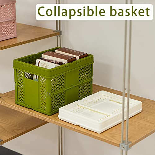 Grocery Basket Collapsible Crates for Storage, Instant Crate Collapsible Shopping Basket Milk Crate Storage Trunk Plastic Basket with Handle for Sundries/food/clothes