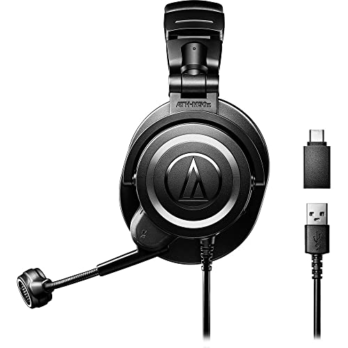 Audio-Technica ATH-M50xSTS-USB StreamSet Headset with USB Connector with Headphone Stand & Goby Labs Headphone Cleaner w/Cloth