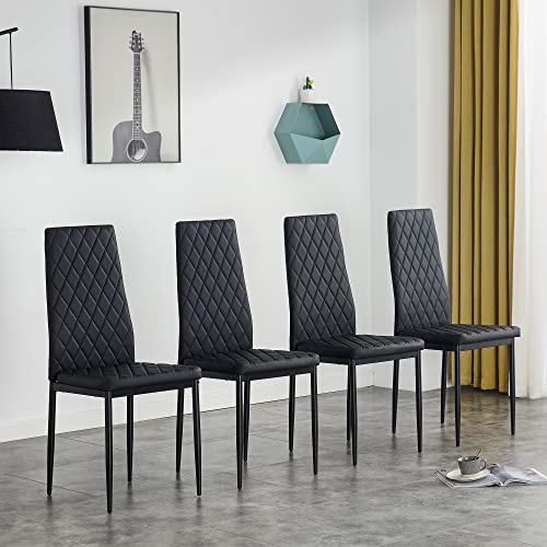 IANIYA Dining Chairs Set of 6/4, Ergonomically Designed PU Leather Chairs for Dining, Kitchen, Restaurant and More (4, Black)