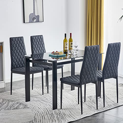 IANIYA Dining Chairs Set of 6/4, Ergonomically Designed PU Leather Chairs for Dining, Kitchen, Restaurant and More (4, Black)