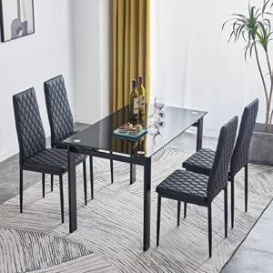 IANIYA Dining Chairs Set of 6/4, Ergonomically Designed PU Leather Chairs for Dining, Kitchen, Restaurant and More (4, Black)