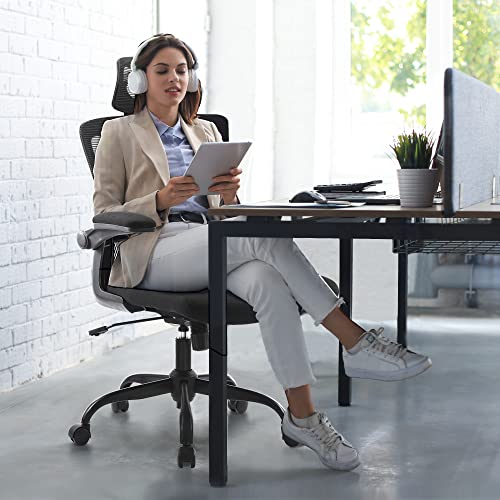 NeuType Office Desk Chair Ergonomic Home 0ffice Desk Chairs with Wheels Chairs for Desk with Lumbar Support High Back Mesh Computer Chair with Adjustable Padded Armrest Headrest Swivel Rolling,Black