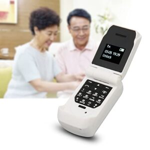 Flip Phone, OLED Screen Bluetooth 0.66 Inch Small Flip Phone 300mAh Battery Support Micro SIM Card for Seniors (White)