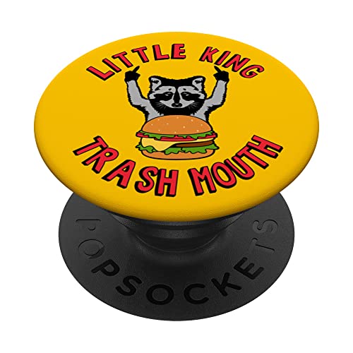 Little King Trash Mouth Racoon Burgers Lover Biggest Fan PopSockets Swappable PopGrip