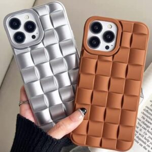 Ginkgonut Compatible with iPhone 13 Pro Case for Women/Girls, Cute 3D Laid Desgin Soft Silicone Shockproof Raised Bumper Corners Case for iPhone 13 Pro（Brown）