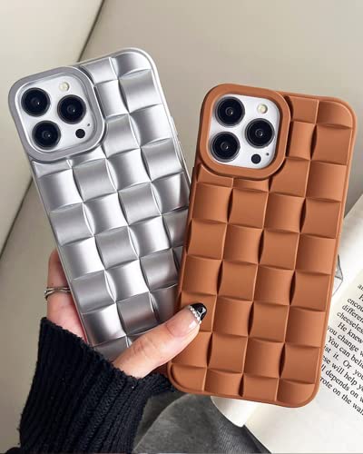 Ginkgonut Compatible with iPhone 13 Pro Case for Women/Girls, Cute 3D Laid Desgin Soft Silicone Shockproof Raised Bumper Corners Case for iPhone 13 Pro（Brown）