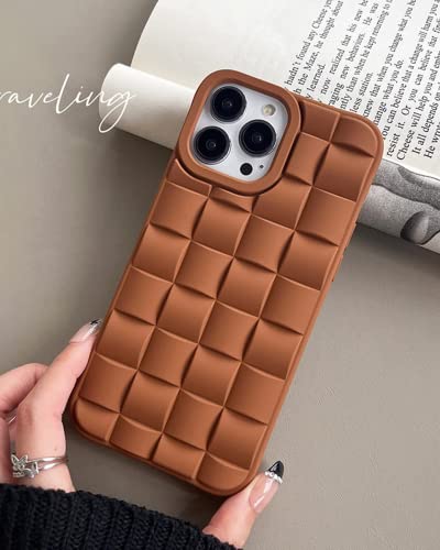 Ginkgonut Compatible with iPhone 13 Pro Case for Women/Girls, Cute 3D Laid Desgin Soft Silicone Shockproof Raised Bumper Corners Case for iPhone 13 Pro（Brown）