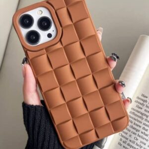 Ginkgonut Compatible with iPhone 13 Pro Case for Women/Girls, Cute 3D Laid Desgin Soft Silicone Shockproof Raised Bumper Corners Case for iPhone 13 Pro（Brown）