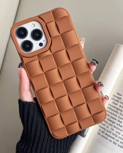 Ginkgonut Compatible with iPhone 13 Pro Case for Women/Girls, Cute 3D Laid Desgin Soft Silicone Shockproof Raised Bumper Corners Case for iPhone 13 Pro（Brown）