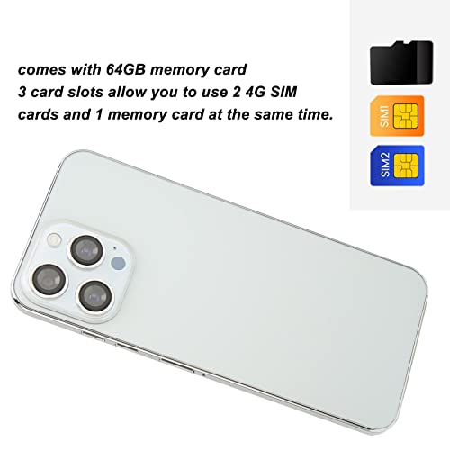 Cell Phone, 6000mAh High Capacity Battery Mobile Phone 100‑240V Face Recognition 6.53 Inch Full Screen for Work (US Plug)