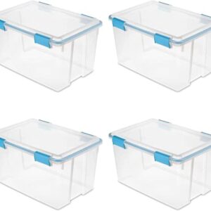 Falinlve 54 Quart Clear Plastic Stackable Storage Container Box Bin with Air Tight Gasket Seal Latching Lid Long Term Organizing Solution, 4 Pack