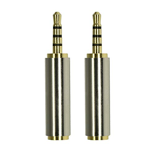 2 Pack 3.5mm Male to 2.5mm Female Audio Adapter Gold Plated Aux Auxiliary Plug Splitter 3 Ring Jack Support Converter Headphone Earphone Headset Stereo or Mono