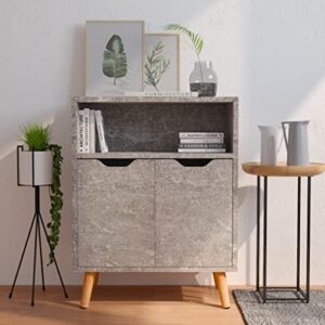 natulvd buffet cabinet kitchen buffet storage cabinet sideboard with 2 doors, modern minimalist buffet server cupboard cabinet console table with storage shelf - light gray