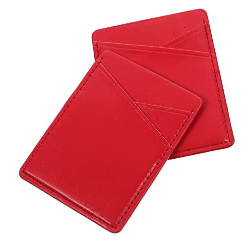 WOONEKY 2pcs Mobile Phone Sticker Card Case Wallet Holder for Phone Card Holder for Back of Phone Card Holder for Phone Case Stick on Bags Elastic Wallet Card Pocket for Phone Documents Red