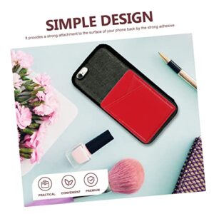 WOONEKY 2pcs Mobile Phone Sticker Card Case Wallet Holder for Phone Card Holder for Back of Phone Card Holder for Phone Case Stick on Bags Elastic Wallet Card Pocket for Phone Documents Red