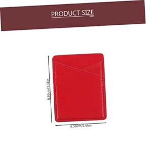 WOONEKY 2pcs Mobile Phone Sticker Card Case Wallet Holder for Phone Card Holder for Back of Phone Card Holder for Phone Case Stick on Bags Elastic Wallet Card Pocket for Phone Documents Red