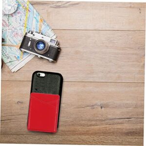 WOONEKY 2pcs Mobile Phone Sticker Card Case Wallet Holder for Phone Card Holder for Back of Phone Card Holder for Phone Case Stick on Bags Elastic Wallet Card Pocket for Phone Documents Red