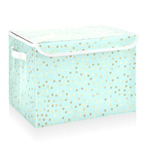 cataku glitter dots mint blue storage bins with lids fabric large storage container cube basket with handle decorative storage boxes for organizing clothes shelves