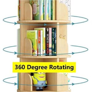 Gdrasuya10 Rotating Book Shelf with Legs, 5 Tier Standing Bookshelf Bookcase Pine Wood Stackable Bookcase Book Storage Organizer Bookshelf for Living Room & Study Room