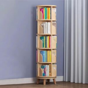 Gdrasuya10 Rotating Book Shelf with Legs, 5 Tier Standing Bookshelf Bookcase Pine Wood Stackable Bookcase Book Storage Organizer Bookshelf for Living Room & Study Room