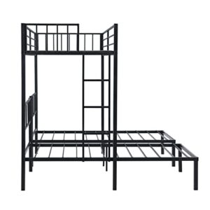 EMKK Metal Triple Bunk Bed for Kids,Twin-Over-Twin-Over-Twin Bunkbeds with Ladder and Safety Guardrails for Kids/Teen/Adults Bedroom,No Box Spring Needed