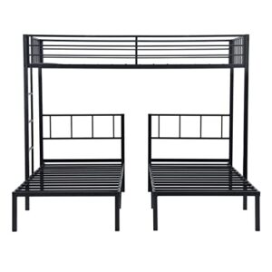 EMKK Metal Triple Bunk Bed for Kids,Twin-Over-Twin-Over-Twin Bunkbeds with Ladder and Safety Guardrails for Kids/Teen/Adults Bedroom,No Box Spring Needed