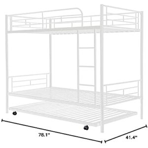 EMKK Metal Triple Bunk Bed for Kids,Twin-Over-Twin-Over-Twin Bunkbeds with Ladder and Safety Guardrails for Kids/Teen/Adults Bedroom,No Box Spring Needed