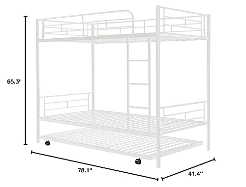 EMKK Metal Triple Bunk Bed for Kids,Twin-Over-Twin-Over-Twin Bunkbeds with Ladder and Safety Guardrails for Kids/Teen/Adults Bedroom,No Box Spring Needed