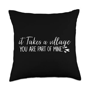 community village it takes a village you are part of mine teacher grandma throw pillow, 18x18, multicolor