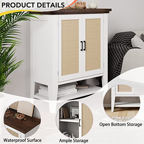 Amyove Rattan Storage Cabinet, White