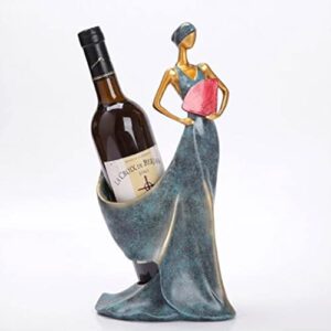 zyzmh wine racks handmade home bar kitchen accessories resin beauty girl model wine holder home decoration figurines miniatures craft (flavor : blue, size : 1)