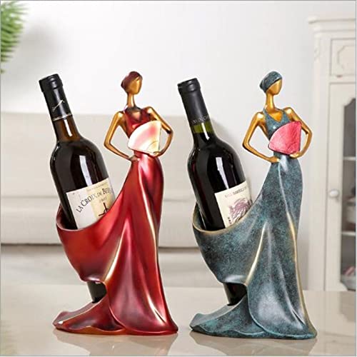 ZYZMH Wine Racks Handmade Home Bar Kitchen Accessories Resin Beauty Girl Model Wine Holder Home Decoration Figurines Miniatures Craft (Flavor : Blue, Size : 1)