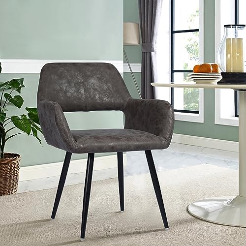 FurnitureR Dining Chair, Faux Leather Upholstered Side Chair for Home Kitchen Dining Room Living Room Bedroom, Set of 1, Vintage Brown