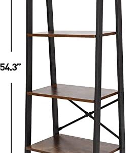 SUPER DEAL Industrial Ladder Shelf 4-Tier Bookcase Plant Book Display Furniture Storage Rack Shelf for Living Room Home Office Bedroom (Rustic Brown)