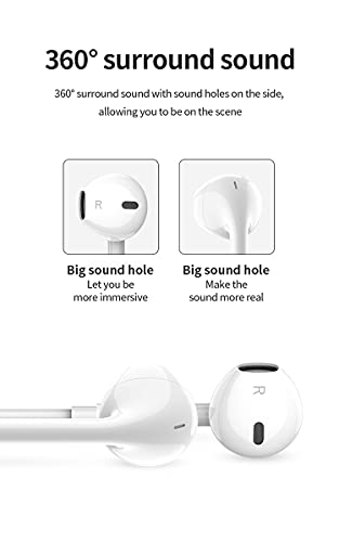 AUNC 2 Pack [Apple MFi Certified] Earbuds Wired Headphones with 3.5mm Plug Built-in Microphone Remote to Control Music,Phone Calls,Volume,Compatible with iPhone,iPad,iPod,PC,Android, White