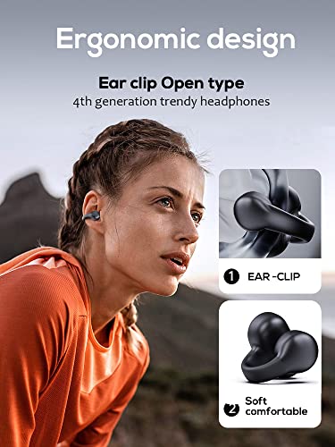 Micool Wireless Ear-Clip Headphones Bone Conduction Bluetooth 5.3, Open Ear Sport Clip on Earring Earbuds, Waterproof and Mini Earphones, HiFi Sound and Long Battery Life