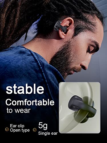 Micool Wireless Ear-Clip Headphones Bone Conduction Bluetooth 5.3, Open Ear Sport Clip on Earring Earbuds, Waterproof and Mini Earphones, HiFi Sound and Long Battery Life