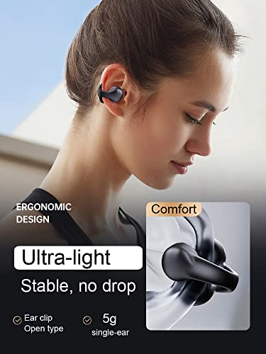 Micool Wireless Ear-Clip Headphones Bone Conduction Bluetooth 5.3, Open Ear Sport Clip on Earring Earbuds, Waterproof and Mini Earphones, HiFi Sound and Long Battery Life