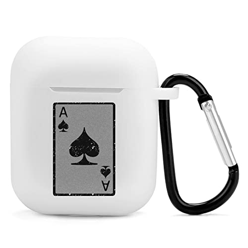 Ace of Spades Silicone AirPods Case Protective Cover Compatible with AirPods 2 & 1 with Keychain