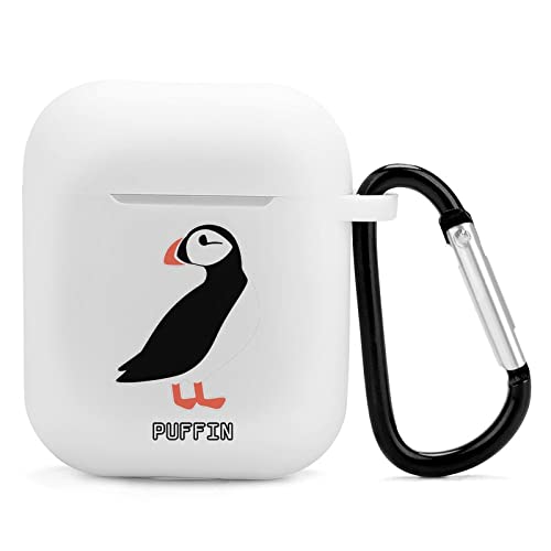 Cute Puffin Bird Silicone AirPods Case Protective Cover Compatible with AirPods 2 & 1 with Keychain