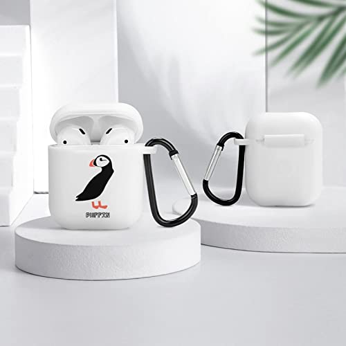 Cute Puffin Bird Silicone AirPods Case Protective Cover Compatible with AirPods 2 & 1 with Keychain