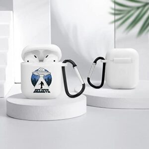 Believe Bigfoot Sasquatch UFO Silicone AirPods Case Protective Cover Compatible with AirPods 2 & 1 with Keychain