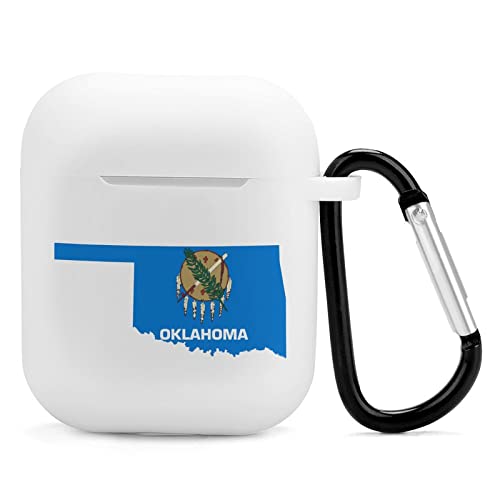 Oklahoma Flag Silicone AirPods Case Protective Cover Compatible with AirPods 2 & 1 with Keychain