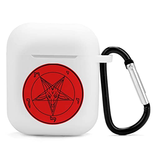 Satanic Baphomet Goat Symbol Silicone AirPods Case Protective Cover Compatible with AirPods 2 & 1 with Keychain