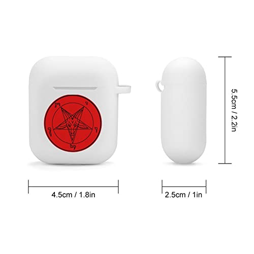 Satanic Baphomet Goat Symbol Silicone AirPods Case Protective Cover Compatible with AirPods 2 & 1 with Keychain