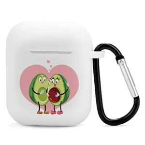 avocado family pregnancy silicone airpods case protective cover compatible with airpods 2 & 1 with keychain