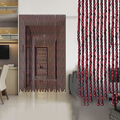 LEOSXA Bamboo Beaded Curtain Natural,Wood Beaded Door Beads,Doorway Curtain Room Divider,String Bead Curtain Fly Screen Doors Cutain,Fly Screen Curtain,for Partition,Customizable (130 str