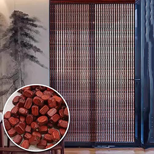 LEOSXA Bamboo Beaded Curtain Natural,Wood Beaded Door Beads,Doorway Curtain Room Divider,String Bead Curtain Fly Screen Doors Cutain,Fly Screen Curtain,for Partition,Customizable (130 str